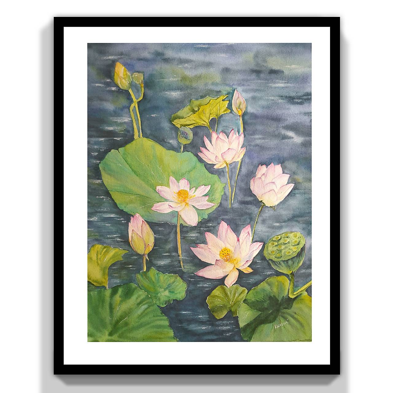 Lotos -original akvarel / Jul.paints - SAShE.sk