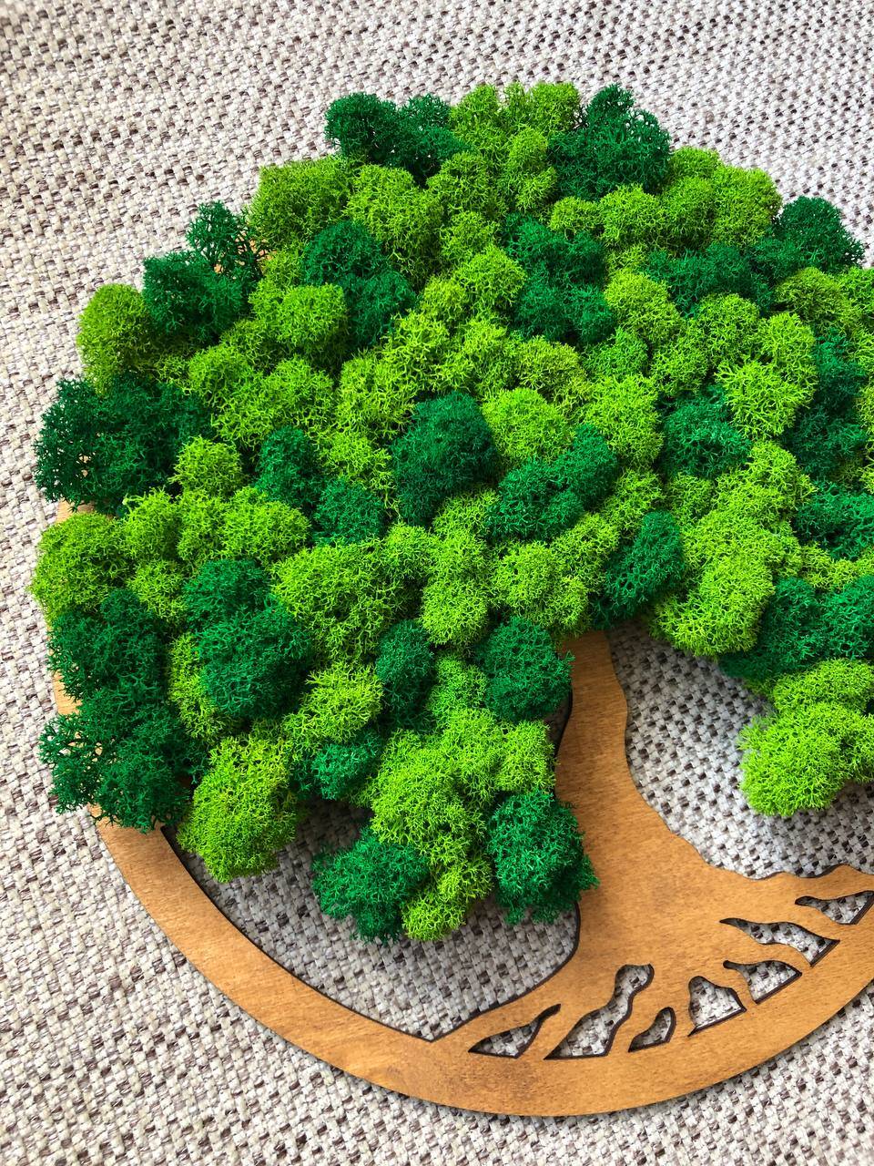 Machový obraz Strom života Simple Double (Zelené bodky, farba Dub ...