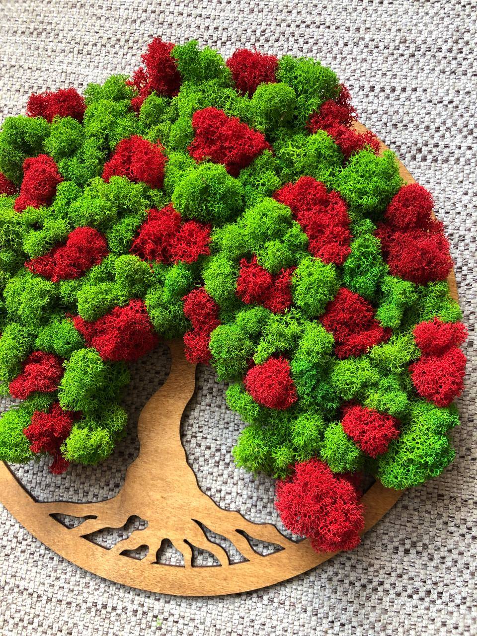 Machový obraz Strom života Simple Double (Červené bodky, farba Dub ...