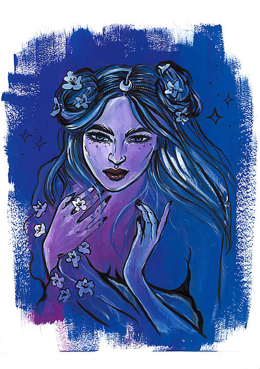 Modrá - art print - tlač A4 / katytroll - SAShE.sk