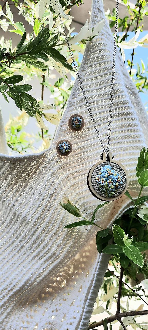 Vyšívaný set - Letná obloha / AgoMagico - SAShE.sk - Handmade Sady šperkov