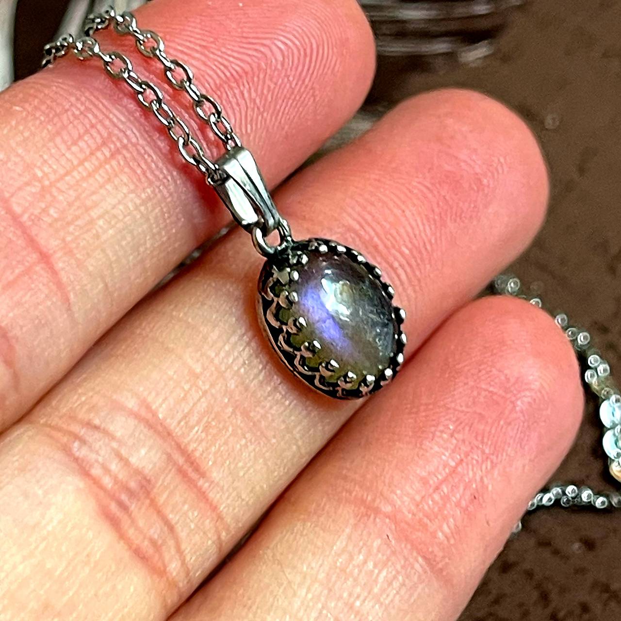 Antique Silver Filigree Purple Labradorite Pendant / Prívesok s ...