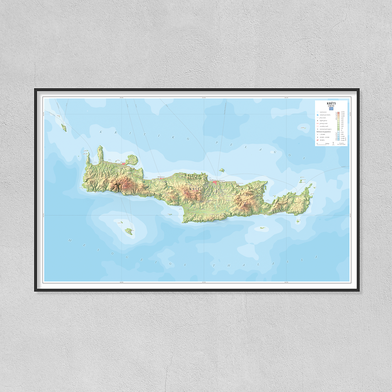 Kréta - originálna mapa / TerreCarte - SAShE.sk - Handmade Grafika