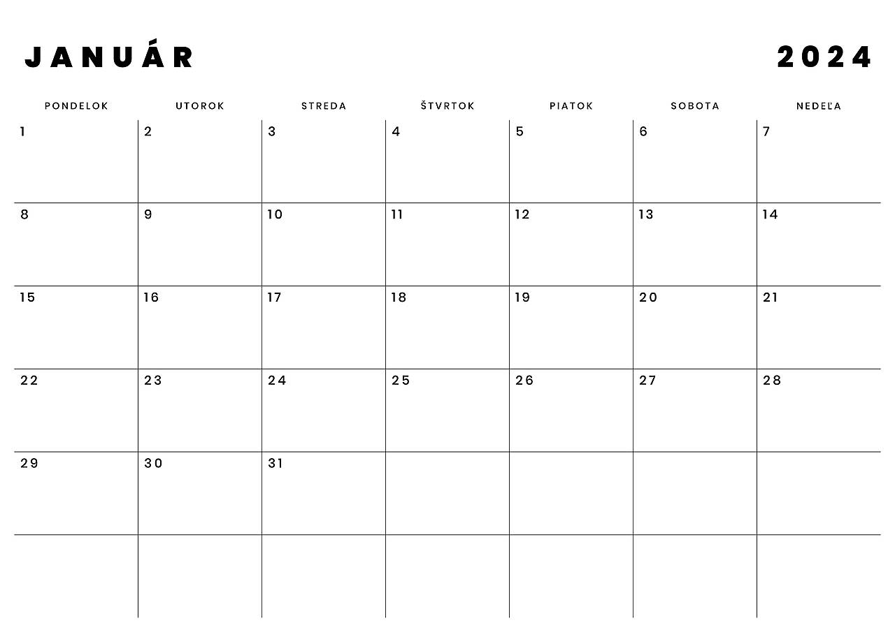 Minimalistický kalendár 2024 na stiahnutie / DigitPrintDesign - SAShE.sk