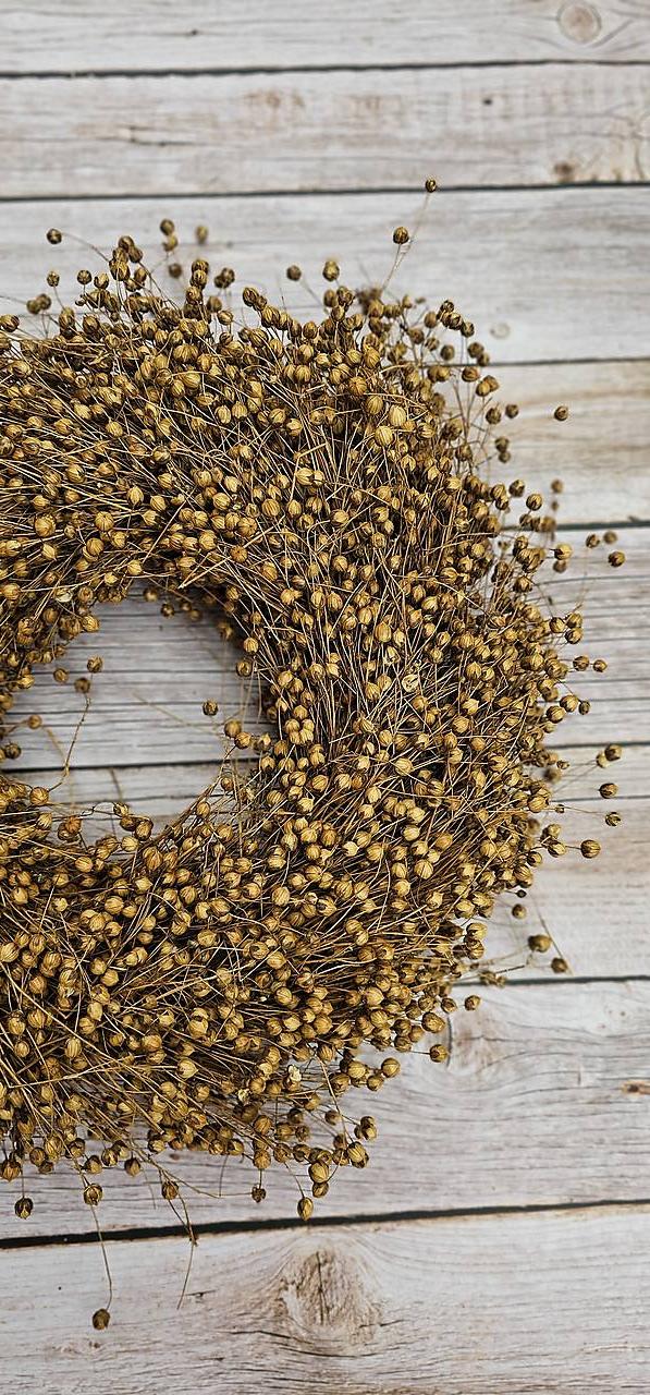 Ľanový veniec - prírodný 30cm / adrose - SAShE.sk