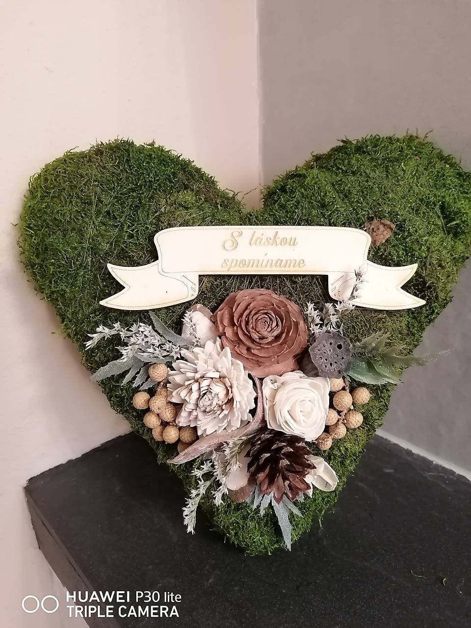 Machove smútočné srdce 25cm s tabuľkou / erikak - SAShE.sk