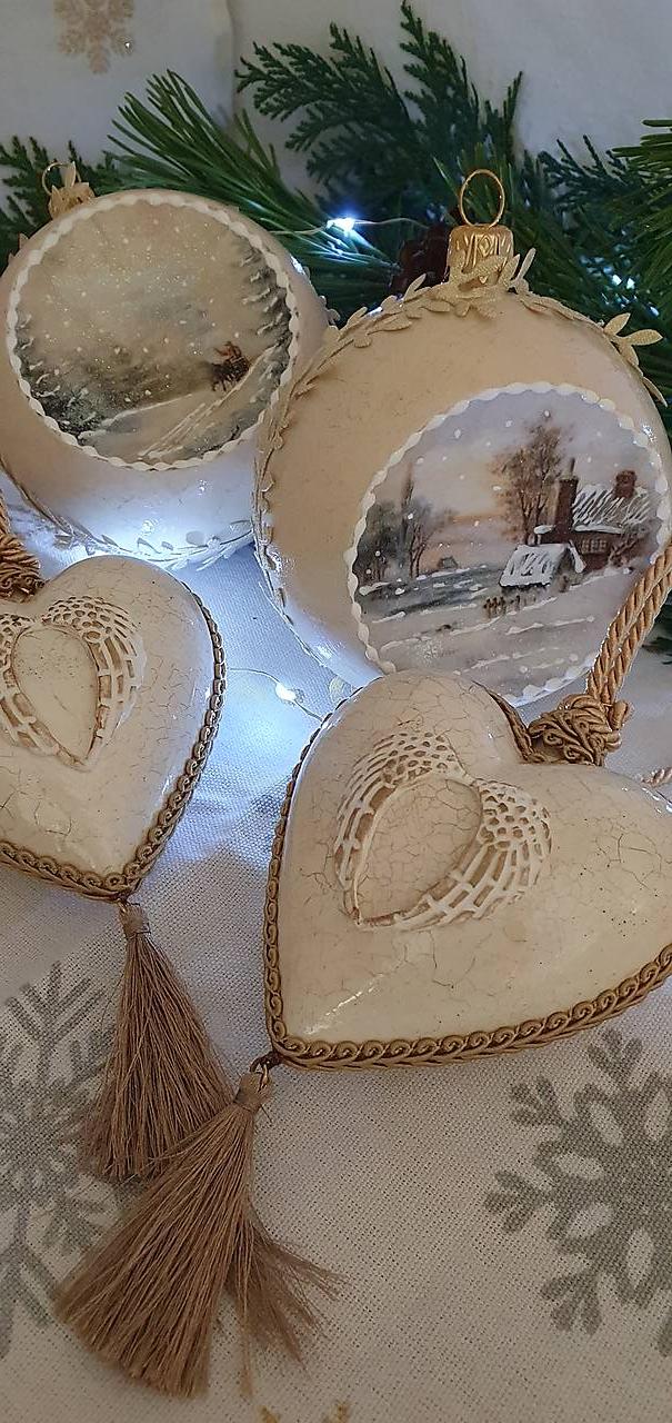 Sada vianočných ozdôb,, gule+ srdcia,, / LADArt - SAShE.sk