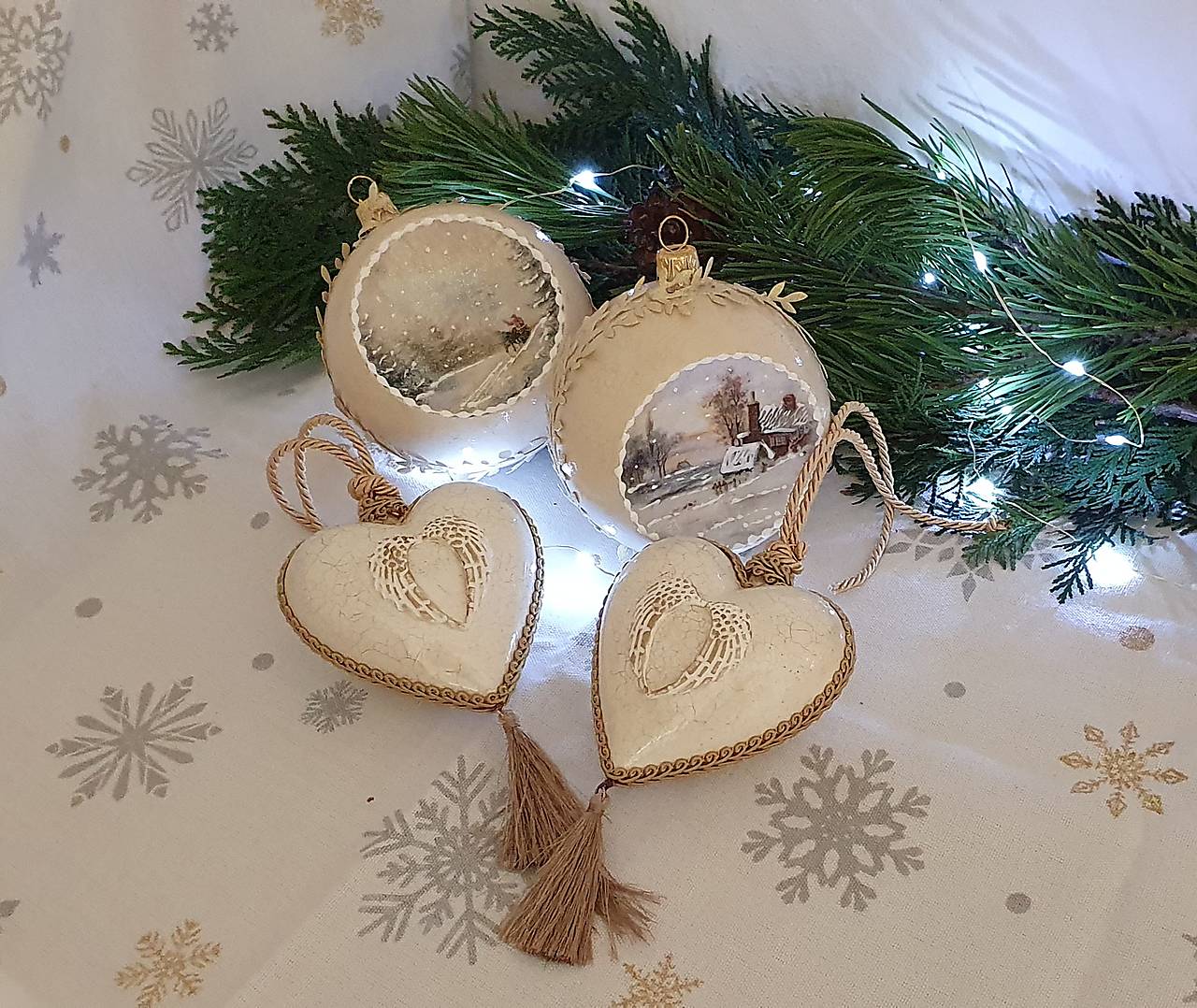 Sada vianočných ozdôb,, gule+ srdcia,, / LADArt - SAShE.sk