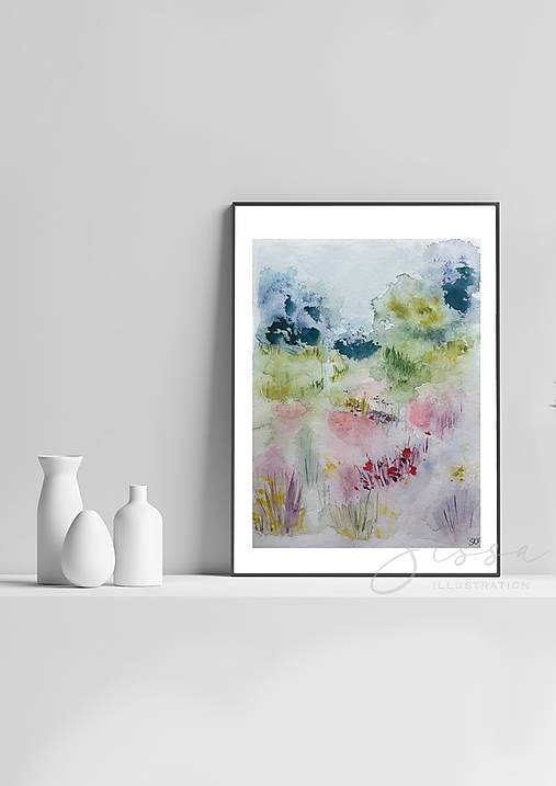 DREAMY LANDSCAPE, originál akvarel / Sissaillustration - SAShE.sk