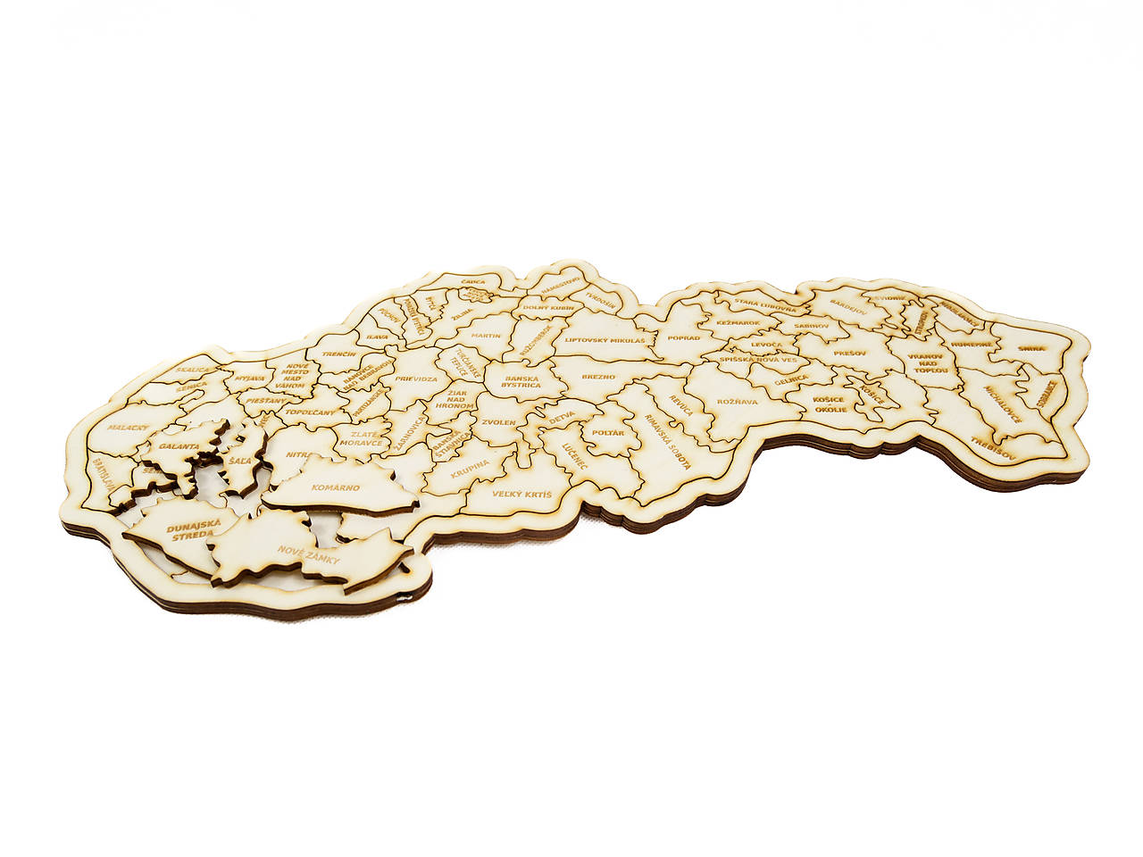 Drevené puzzle - Mapa okresov Slovenska / MimiDecorMH - SAShE.sk
