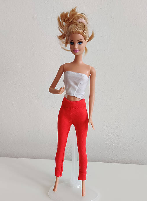 Legíny na jogu pre bábiku Barbie červené / Miniporium - SAShE.sk