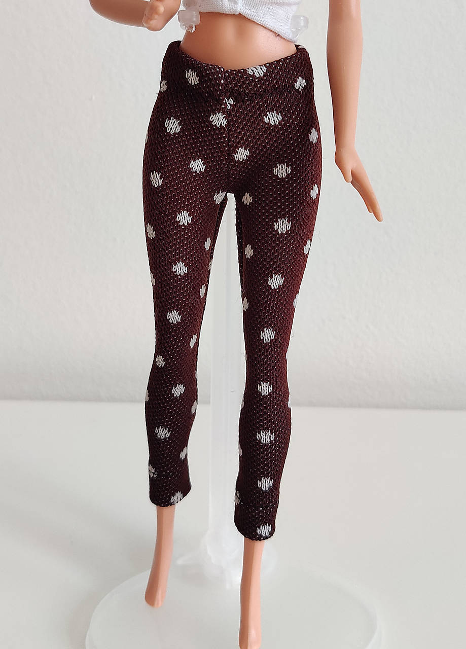 Legíny na jogu pre bábiku Barbie hnedé bodkované / Miniporium - SAShE.sk