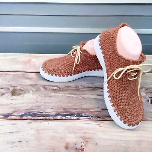 Háčkované tenisky / Prirodno - SAShE.sk