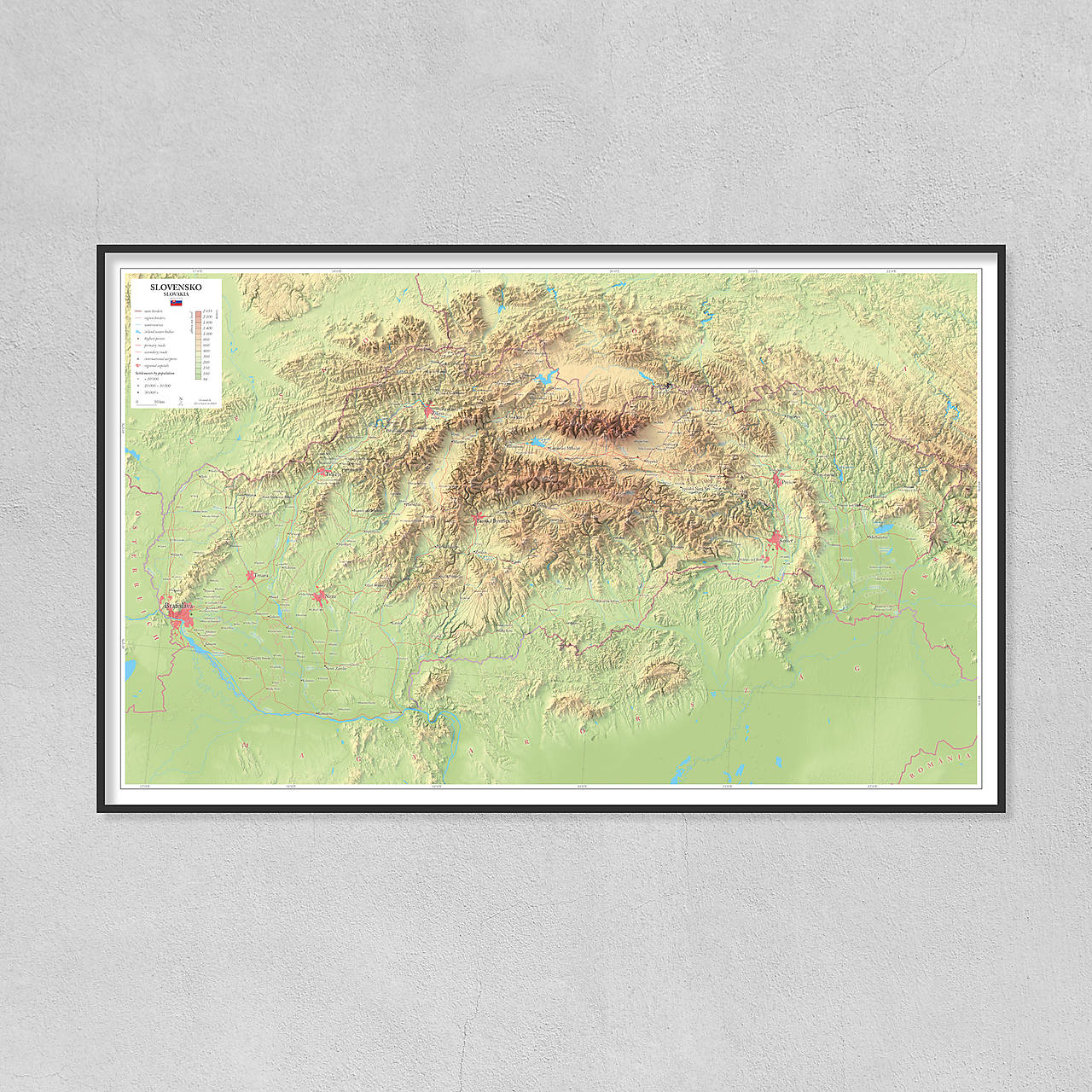 Mapa Slovenska EN / TerreCarte - SAShE.sk
