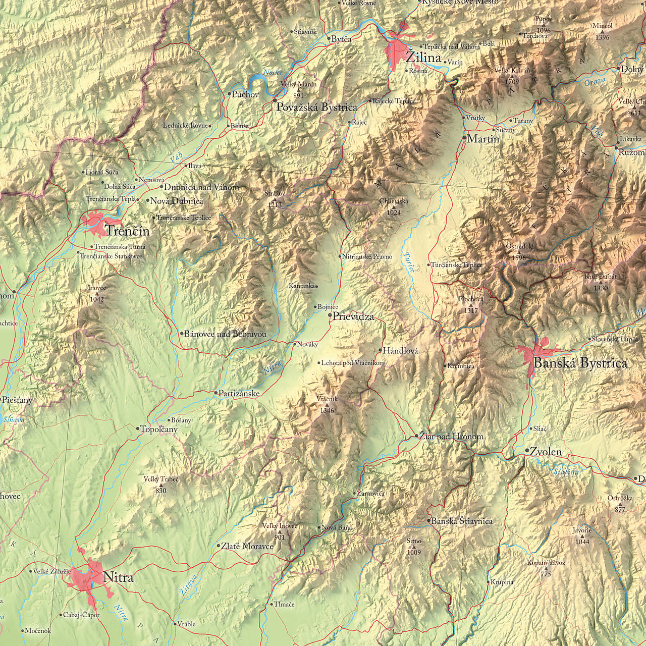 Mapa Slovenska EN / TerreCarte - SAShE.sk
