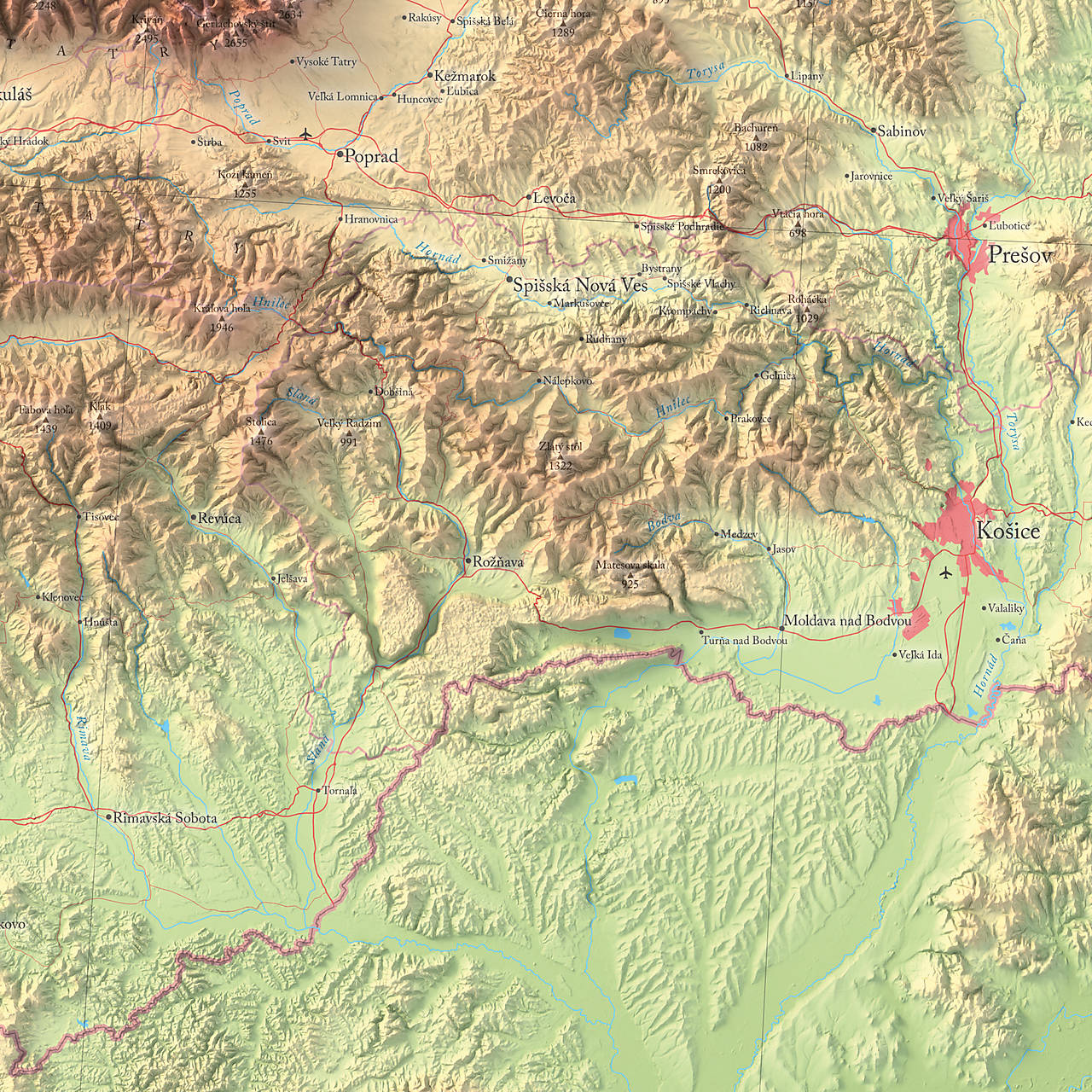 Mapa Slovenska EN / TerreCarte - SAShE.sk