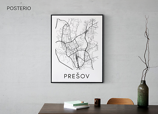 Mapa mesta PREŠOV - moderný minimalistický plagát / POSTERIO - SAShE.sk