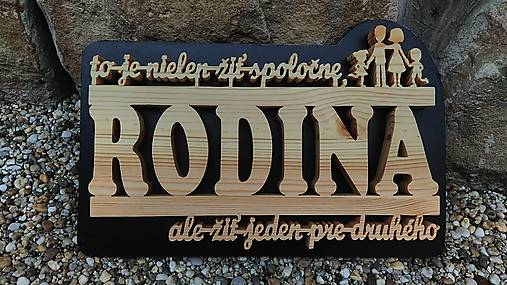 Drevená dekorácia Rodina s textom / Vyrezavanie - SAShE.sk