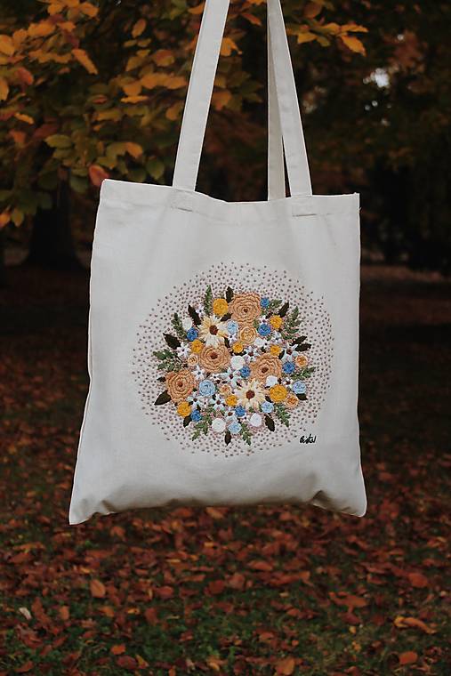 Plátená Vyšívaná taška - kytica / prista_handmade - SAShE.sk