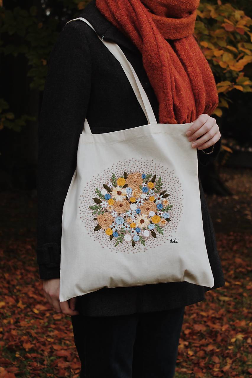 Plátená Vyšívaná taška - kytica / prista_handmade - SAShE.sk