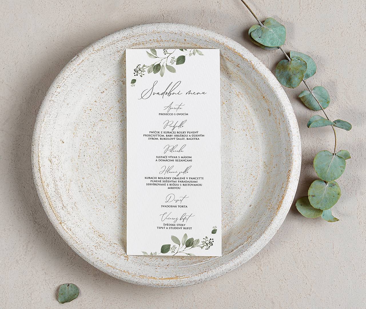 Svadobné menu Eukalyptus / Anije - SAShE.sk