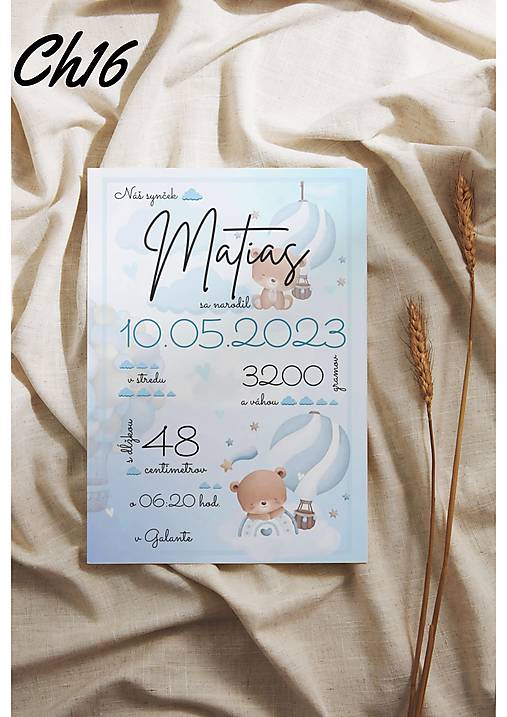 Pamätná tabuľka pri narodení bábätka - Chlapček č.2 / Minibearme - SAShE.sk