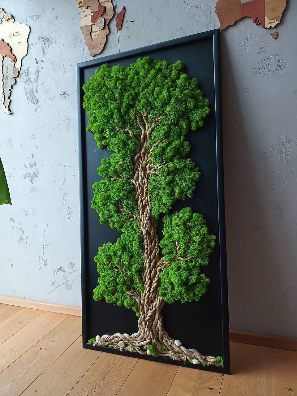 Machový obraz strom čierny rám XXL / Pemoss - SAShE.sk