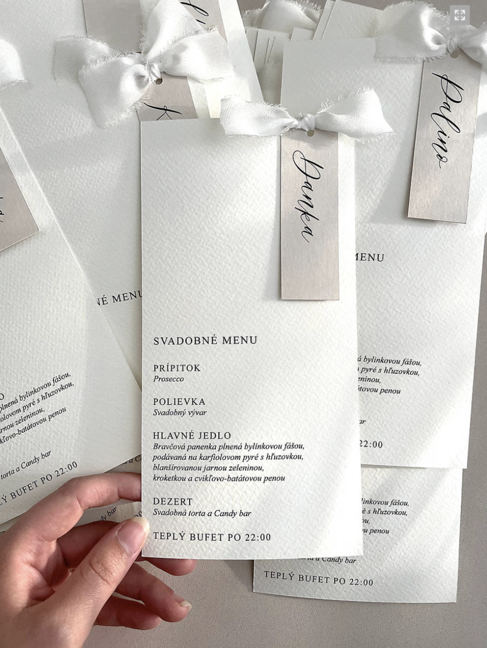 Menu karta + menovka + zelená stuha / Ndizajn - SAShE.sk - Handmade ...