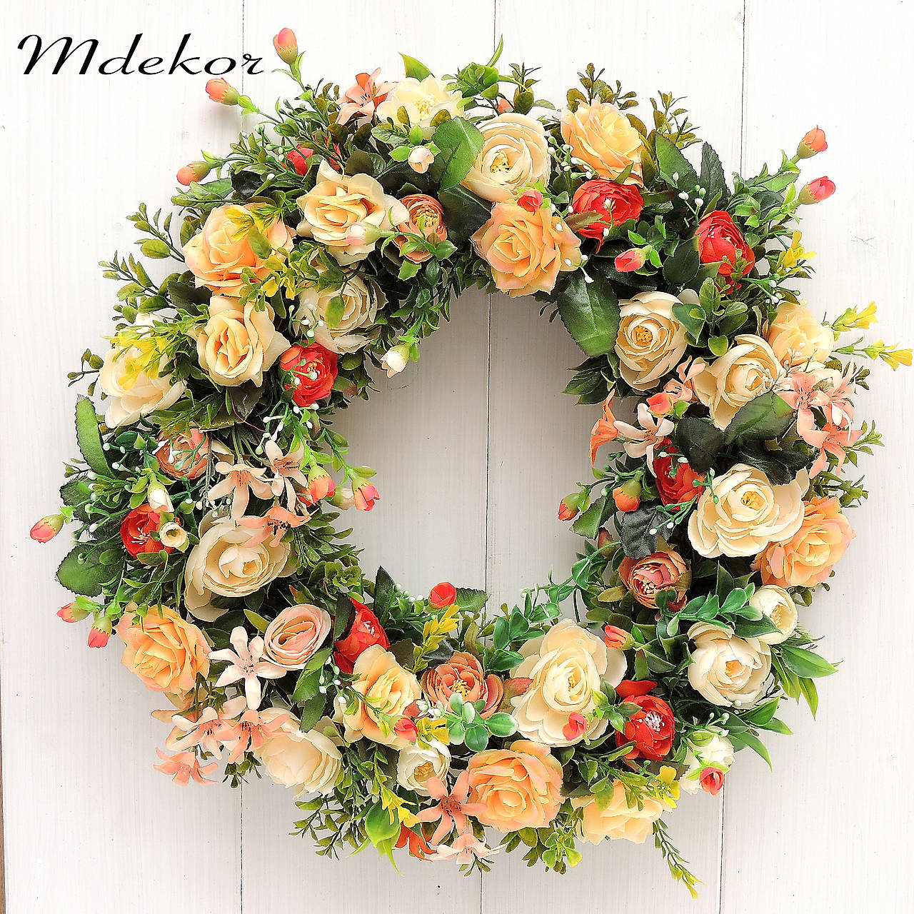 Romantický veniec v oranžových odtieňoch 43 cm / Mdekor - SAShE.sk