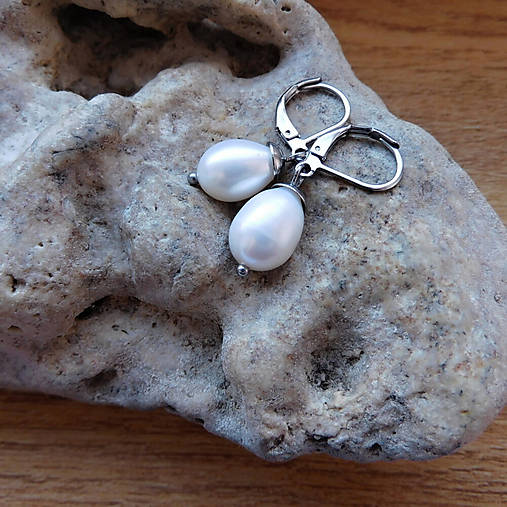 Naušnice- velké pravé perly v nerezu / PEGINA11 - SAShE.sk