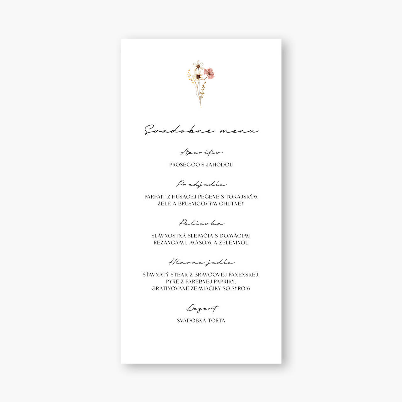 Svadobné menu Viktória (Menu karta - štruktúrovaný papier (biely ...