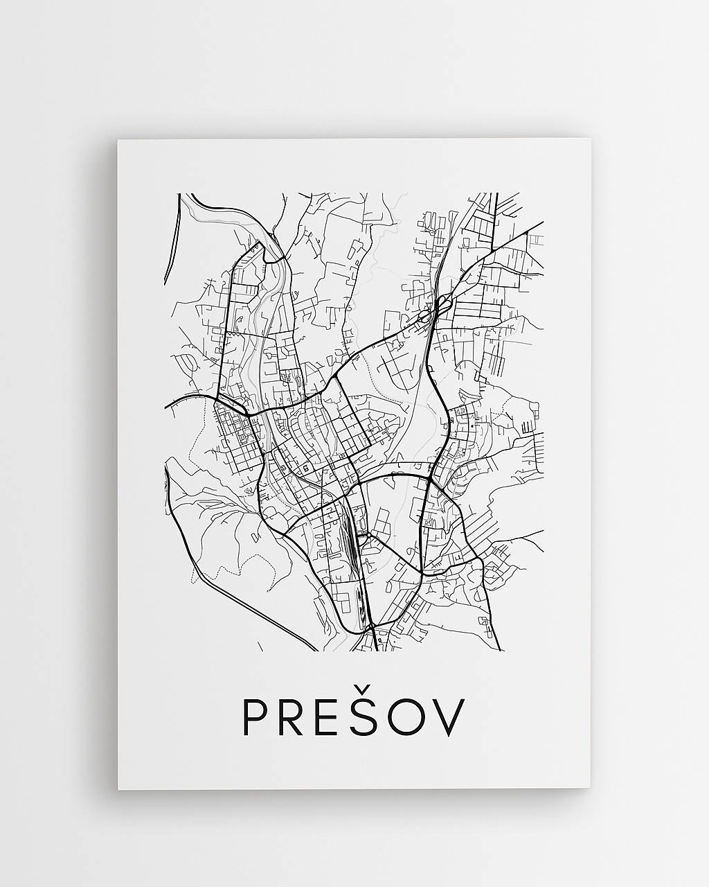 Mapa mesta PREŠOV - moderný minimalistický plagát / POSTERIO - SAShE.sk