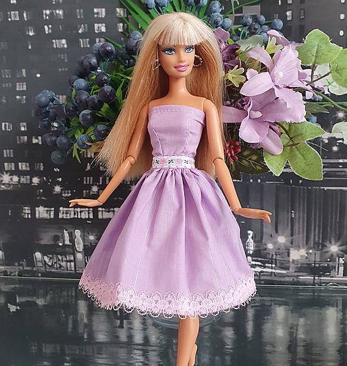 Lilavé midi šaty pre Barbie / TrishaFate - SAShE.sk