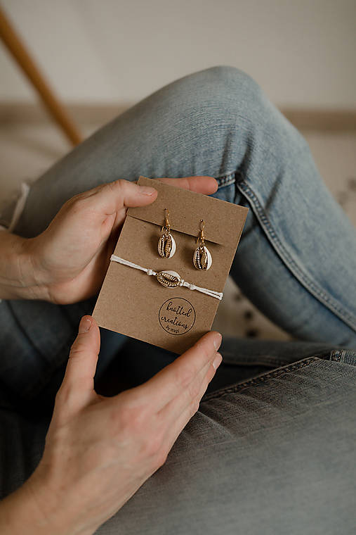 Sada SHELL SIMPLE (náušnice & náramok) / makrame_by_mags - SAShE.sk