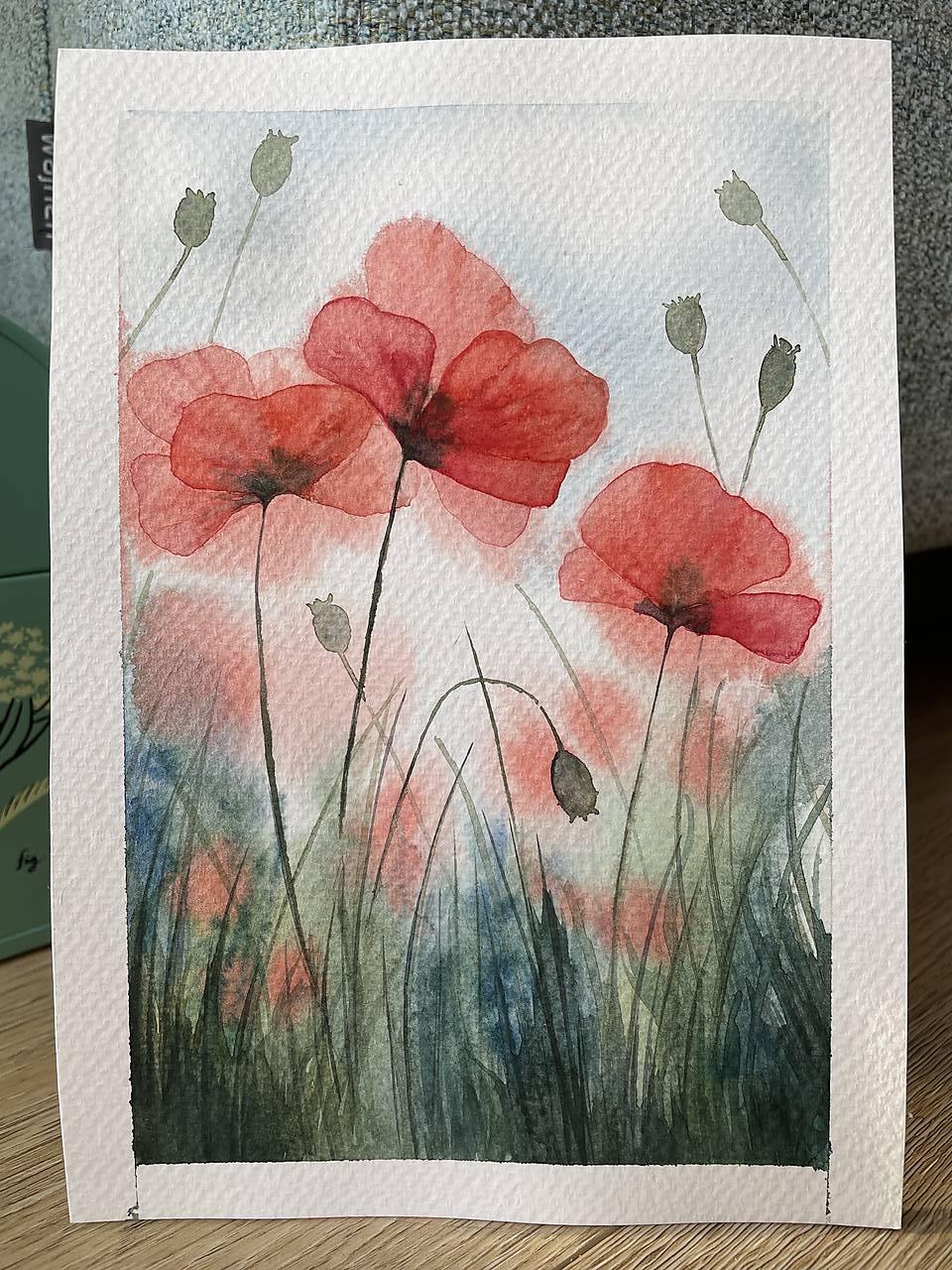 Akvarel “ Vlčie maky “ / JaniaArt - SAShE.sk