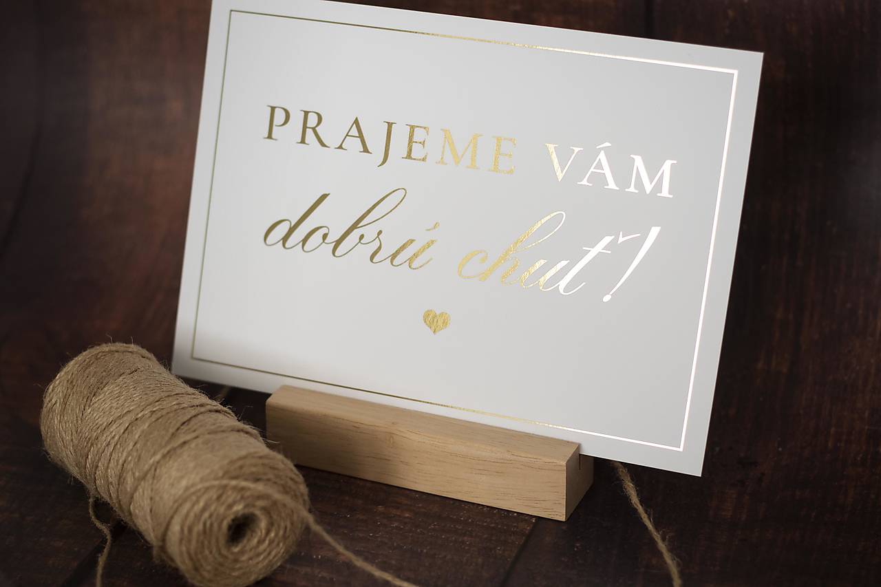 Ozdobná kartička ZLATÁ - Prajeme Vám dobrú chuť! / svadobnagrafika ...