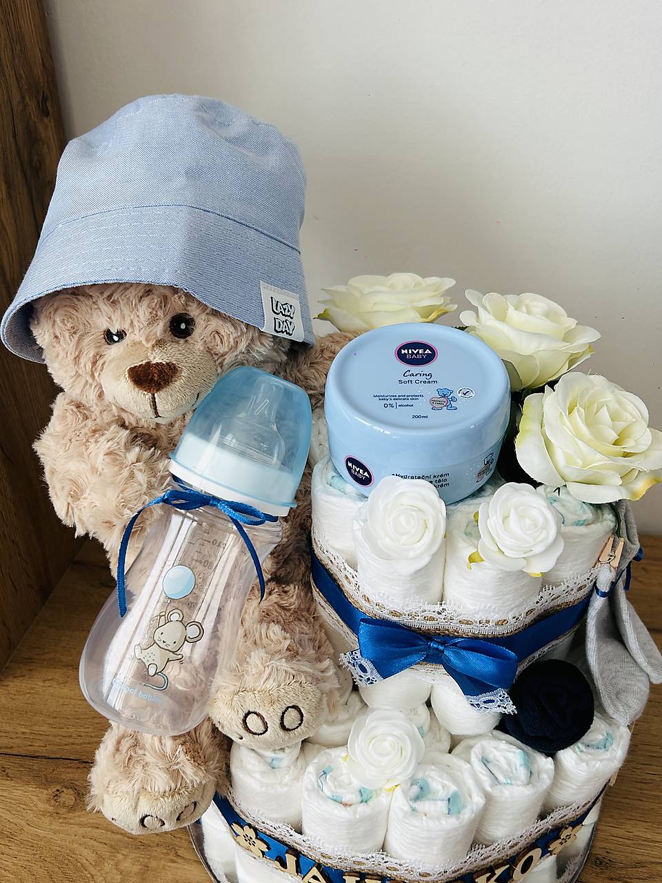 Plienková torta Macko- chlapec / PlienkoTortyOdJanky - SAShE.sk