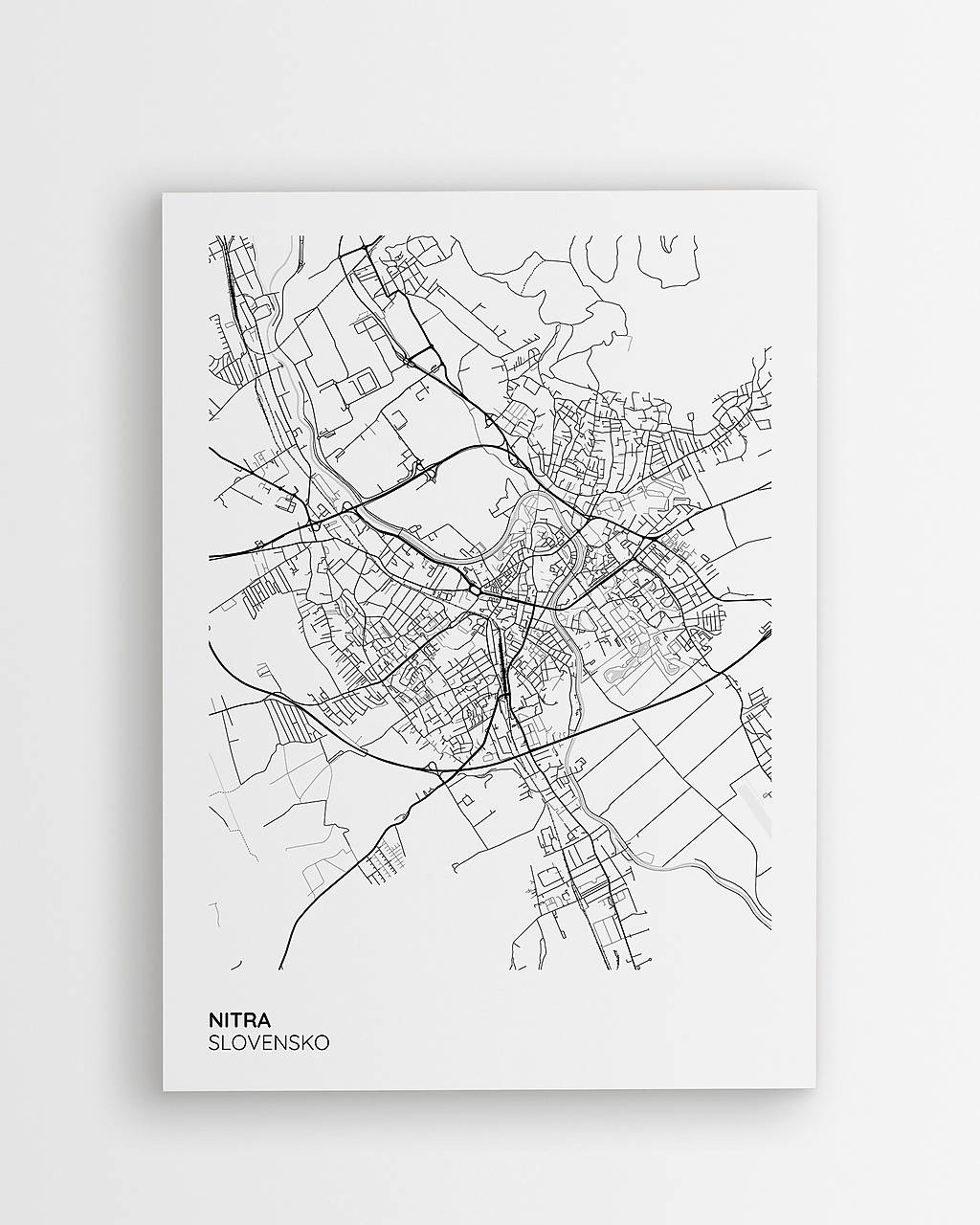 Mapa Nitry - moderný minimalistický plagát / POSTERIO - SAShE.sk