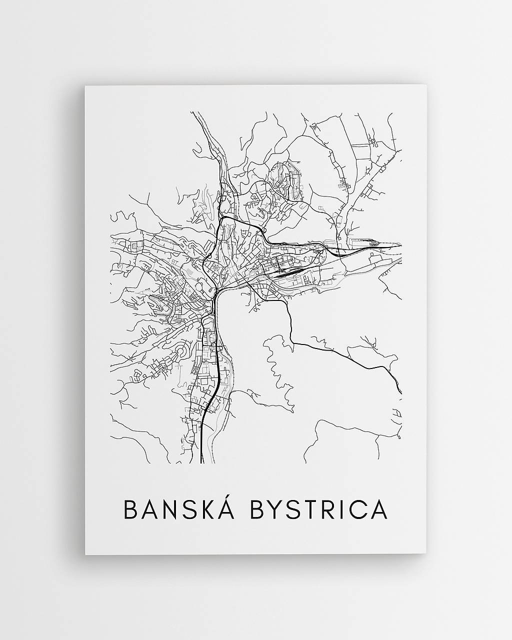 Mapa mesta BANSKÁ BYSTRICA - moderný minimalistický plagát / POSTERIO ...