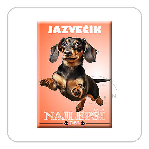 Jazvečík - najlepší pes - magnetka (Jazvečík - oranžová + karta ...