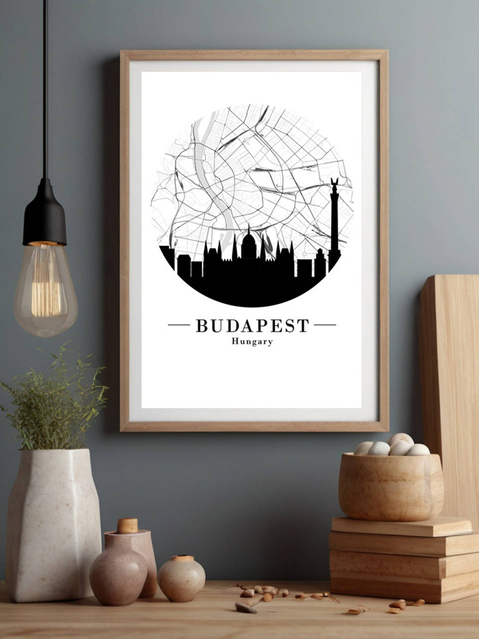 Mapa mesta Budapešť - plagát (mapa v kruhu) / luckart - SAShE.sk