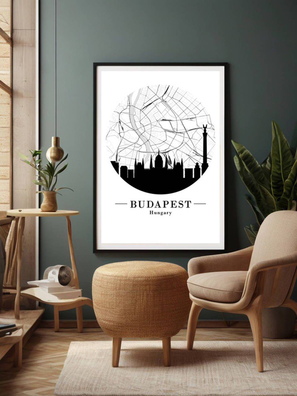 Mapa mesta Budapešť - plagát (mapa v kruhu) / luckart - SAShE.sk