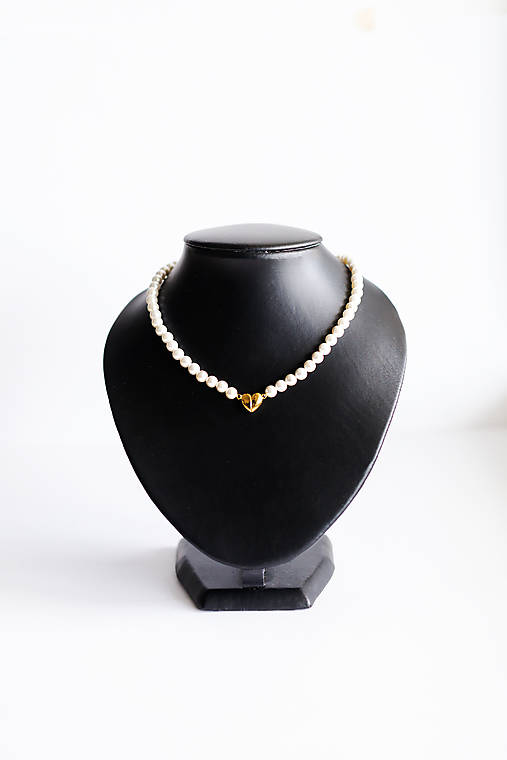 Shell perlový náhrdelník - 2v1 zlaté srdce / LukZu - SAShE.sk