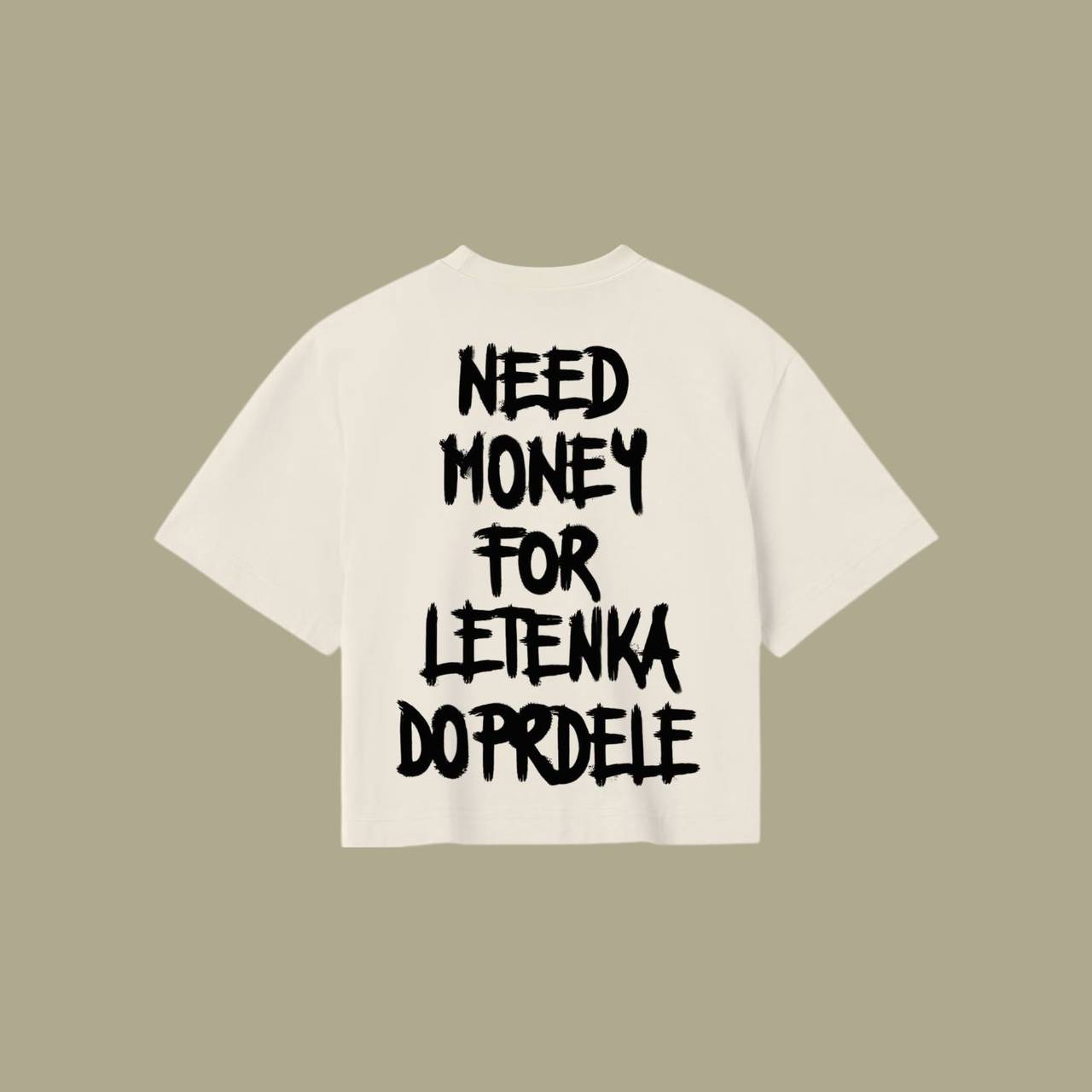 Krémový crop top - Need money for letenka do prdele / DotykSlov - SAShE.sk