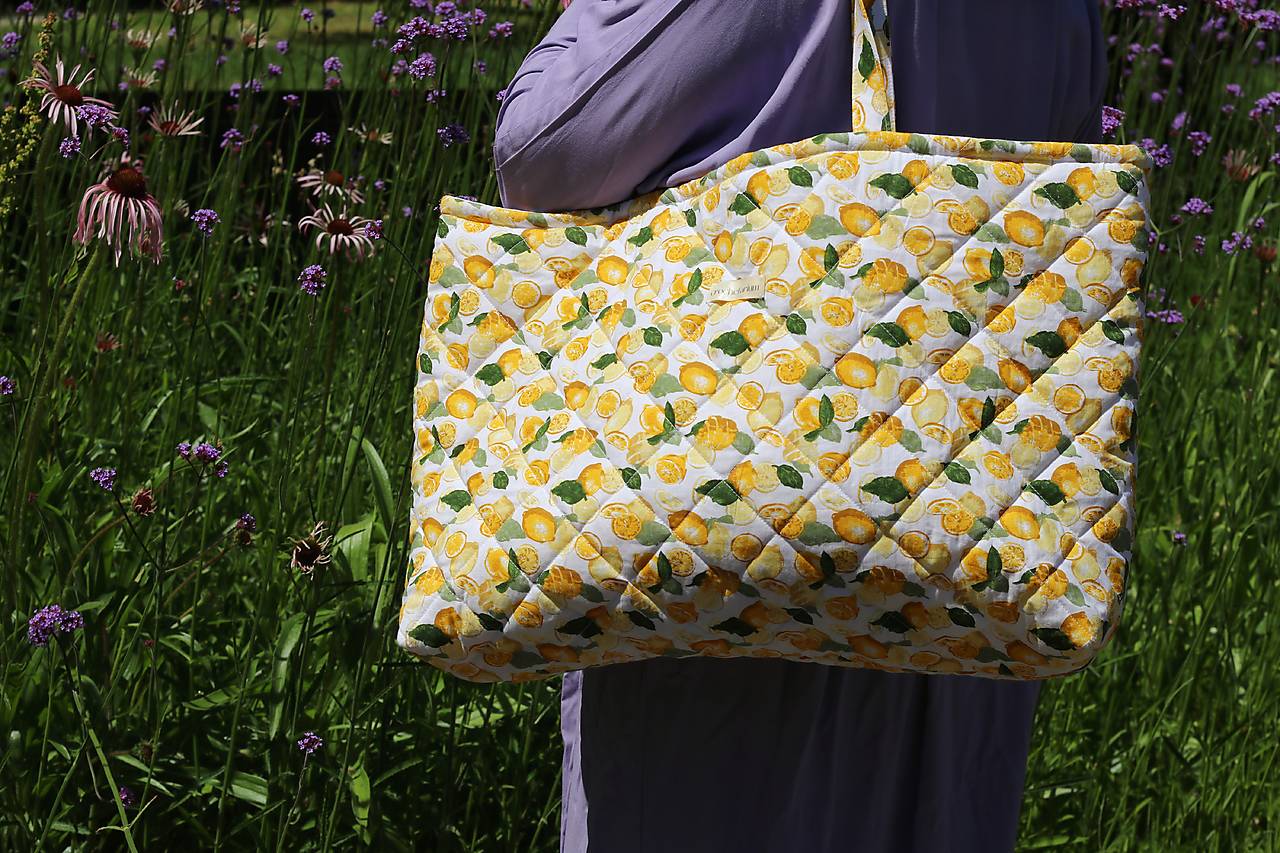 Prešívaná plážová taška - citróny / crochetarium - SAShE.sk