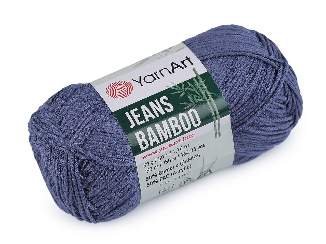 Pletacia priadza JEANS BAMBOO 50 g (124 modrá jeans) / klbkovo - SAShE.sk