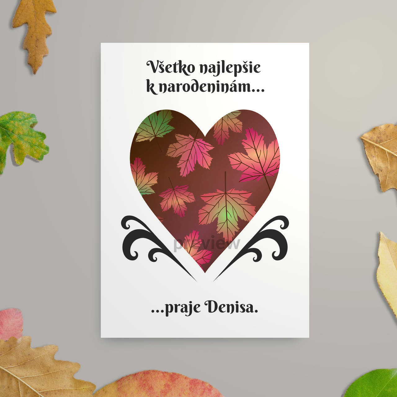 Tajomné jesenné lístie pohľadnica srdce (javor (vínová)) / relevator ...