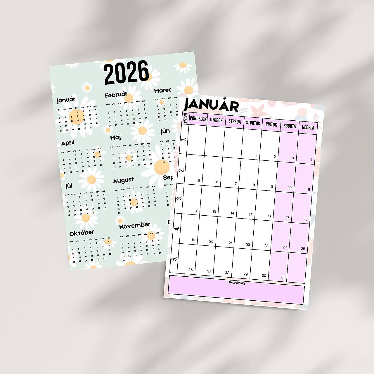 Kalendár 2026 PDF, A5, A4 / DigitalneRadosti - SAShE.sk