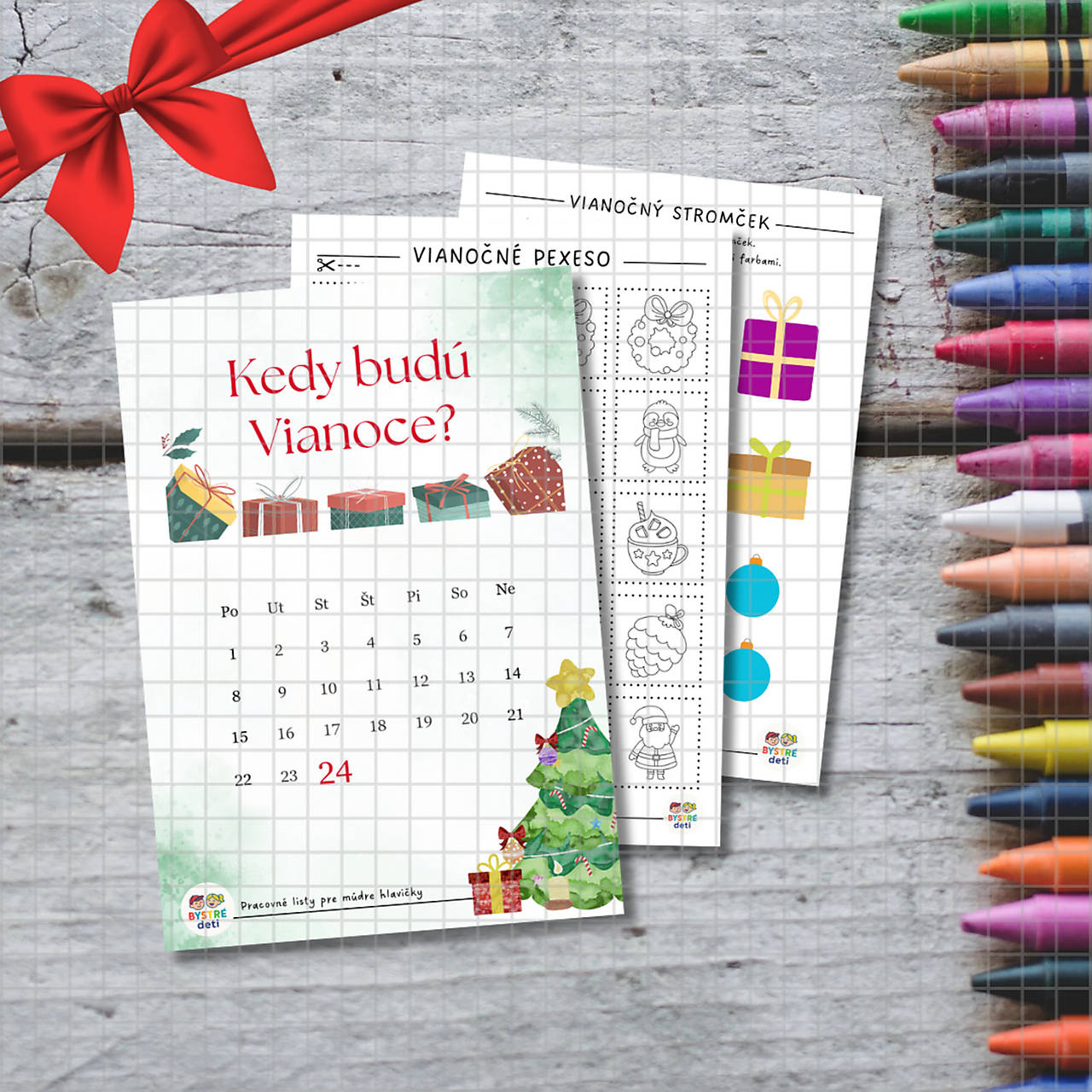 VIANOČNÉ AKTIVITY 2025 - PDF pracovné listy pre deti / BystreDeti - SAShE.sk