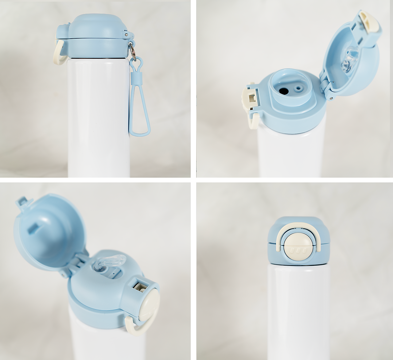 SNEHULIAK nerezová termoska so slamkou (modrý vrchnák) s ľubovoľným menom pre deti / SOULSHINE ...